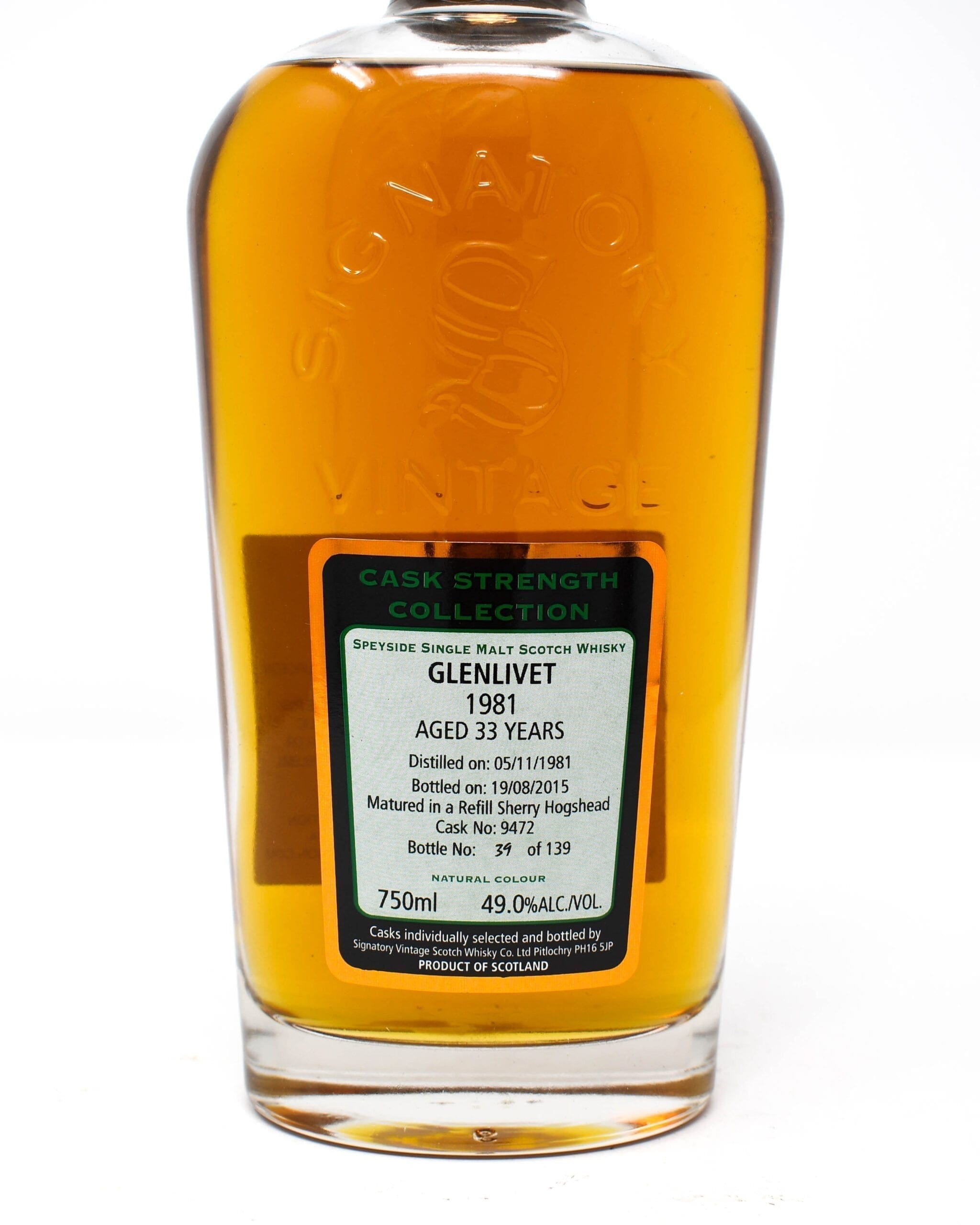 Signatory, Glenlivet 1981, 33yr, Cask Strength Collection, 750ml ...