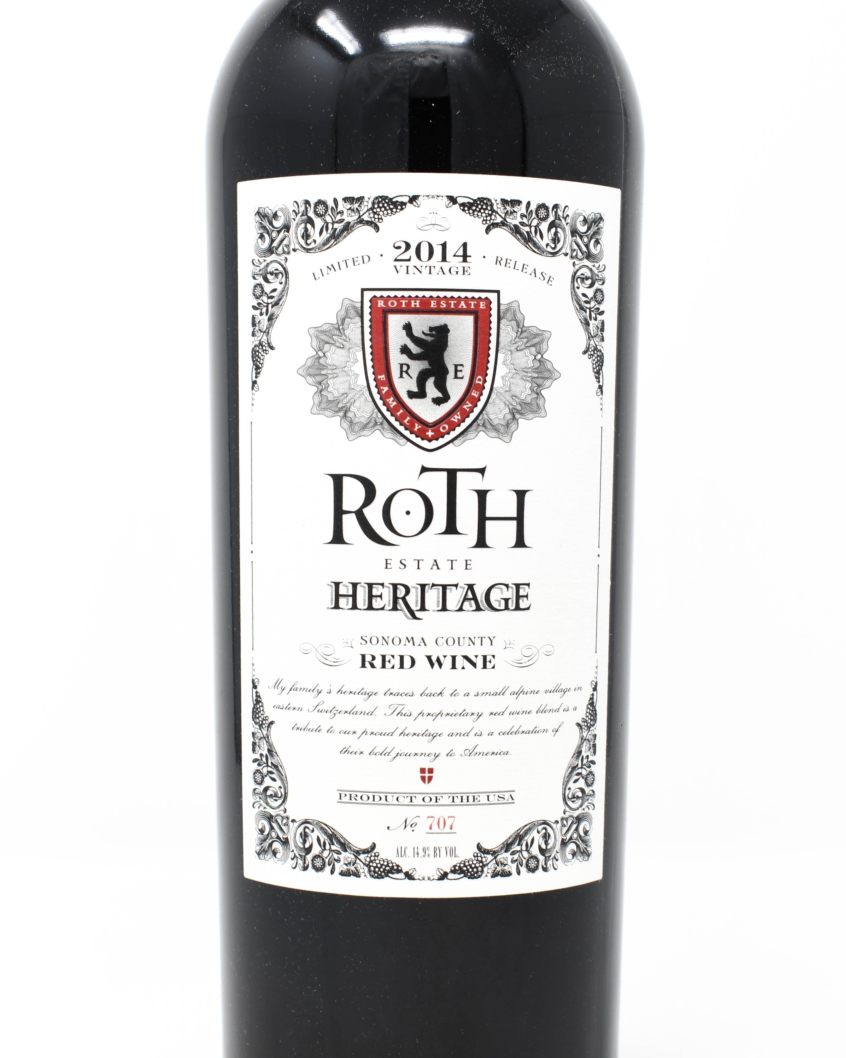Roth Estate, Heritage, Red Wine, Sonoma, California 2014 - Princeville ...